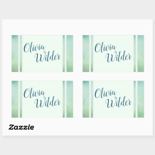 Blue Green Marble Border Rectangular Sticker | Zazzle