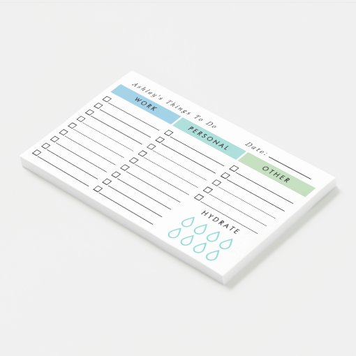 Blue Green Minimalist Daily Organizer To Do List Post-it Notes | Zazzle