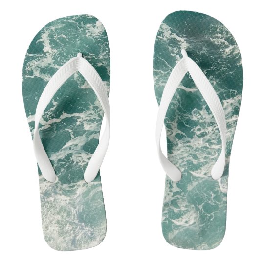 Blue Green Ocean Waves Flip Flops | Zazzle.com