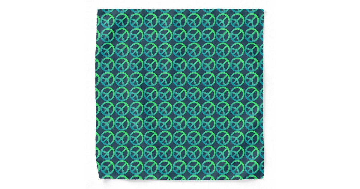Blue-Green Peace Sign Bandana | Zazzle