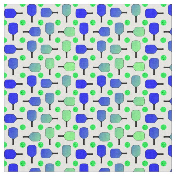 Cool Blue Pickleball Pattern Fabric | Zazzle