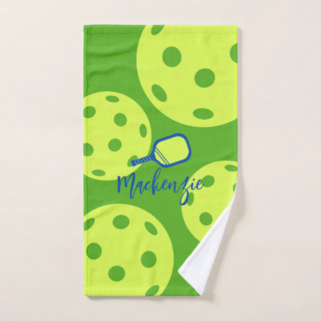 Blue & Green Pickleball Personalized Sweat Hand Towel | Zazzle