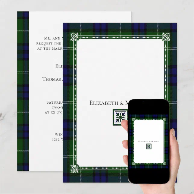 Blue & Green Plaid,Tartan Wedding Invitation | Zazzle