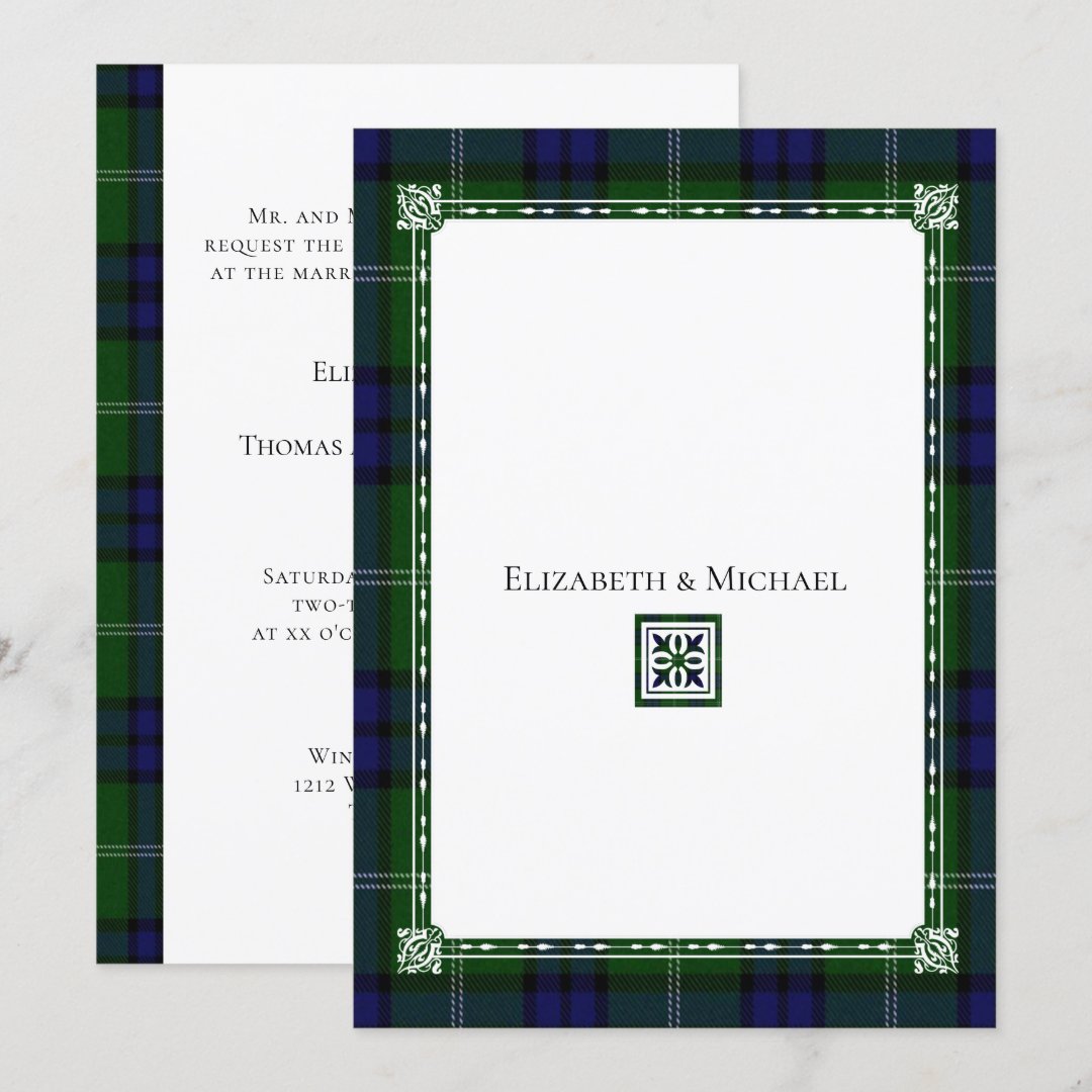 Blue & Green Plaid,Tartan Wedding Invitation | Zazzle