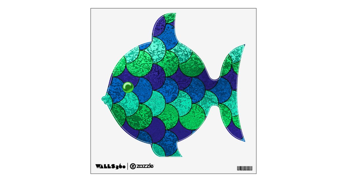 Blue & Green Scaley Fish Wall Decal | Zazzle