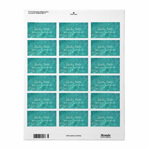 Blue Green Sea Aqua Handwritten Script Water Label | Zazzle