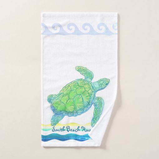 Blue & Green Sea Turtle Bath Towel Set | Zazzle