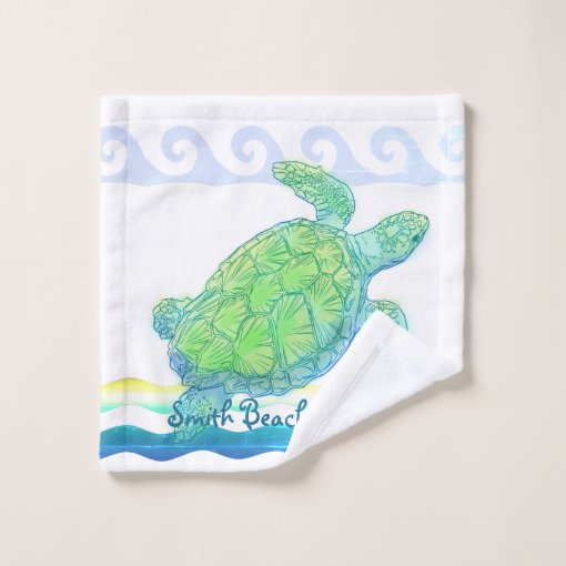 Blue & Green Sea Turtle Bath Towel Set | Zazzle