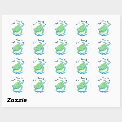Blue & Green Sea Turtle Classic Round Sticker | Zazzle