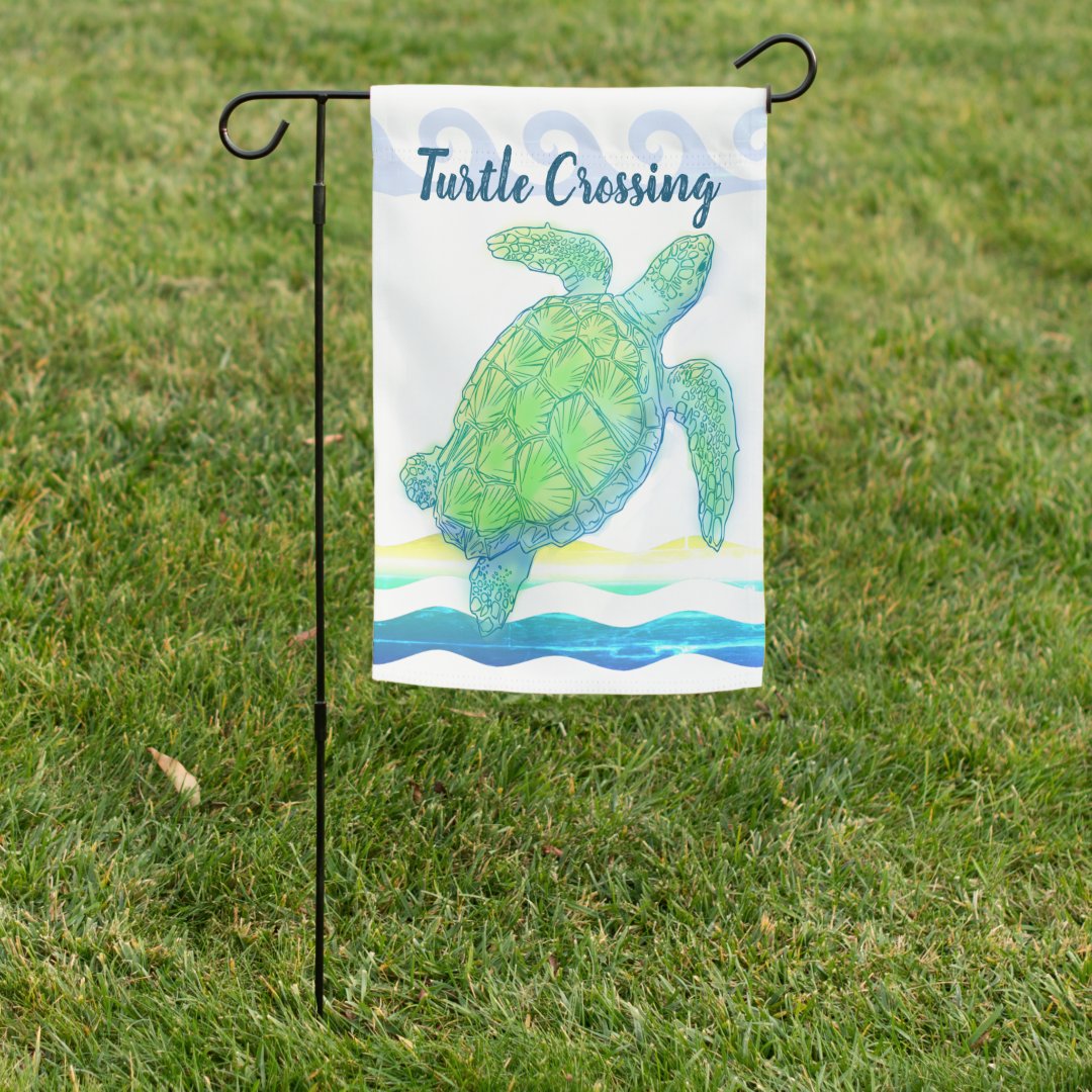 Blue & Green Sea Turtle Garden Flag | Zazzle