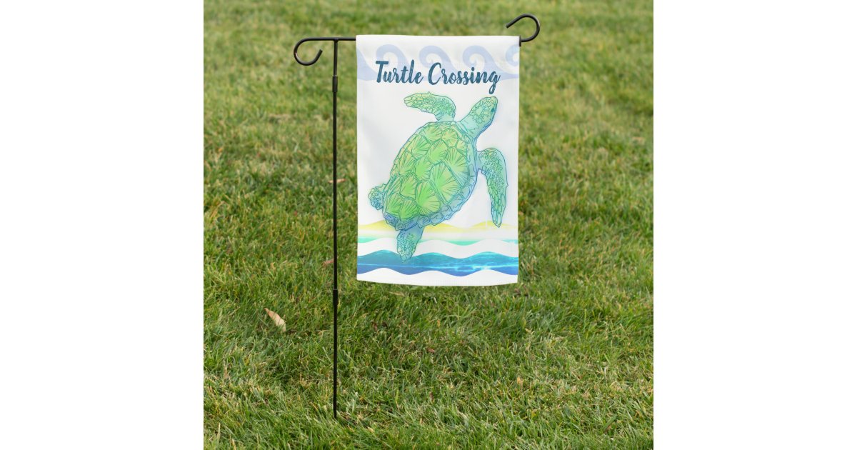 Blue & Green Sea Turtle Garden Flag | Zazzle