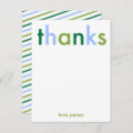 Blue & Green Simple Modern Thanks Thank You Card | Zazzle