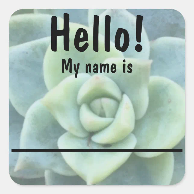 Blue Green Succulent Name tag Stickers | Zazzle