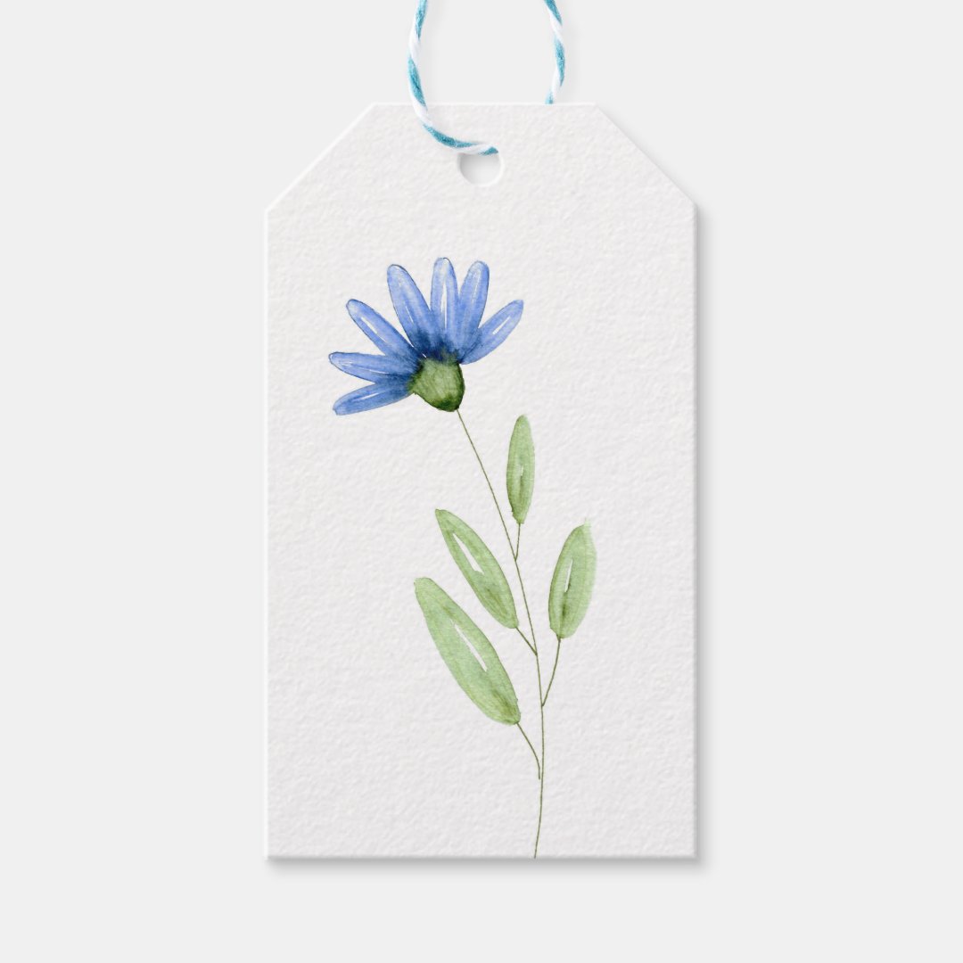 Blue Green Watercolor Flower Gift Tags | Zazzle