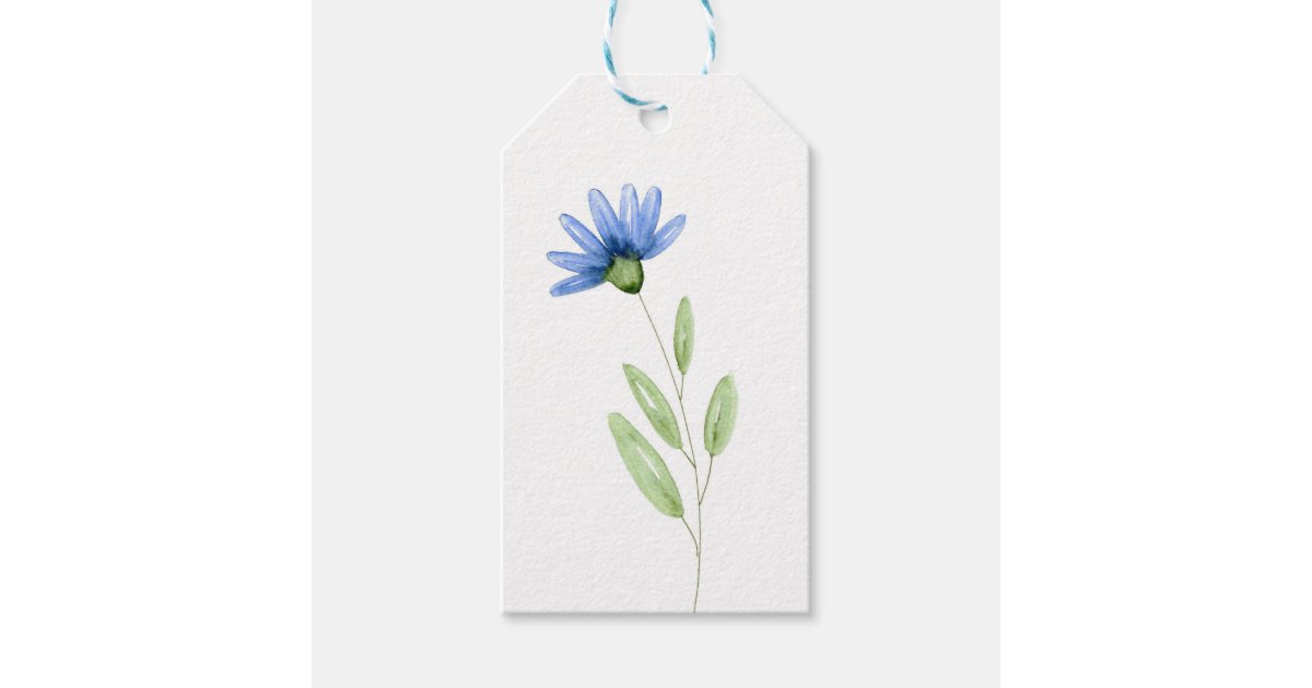 Blue Green Watercolor Flower Gift Tags | Zazzle