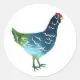 Blue & Green Watercolor Hen Classic Round Sticker | Zazzle