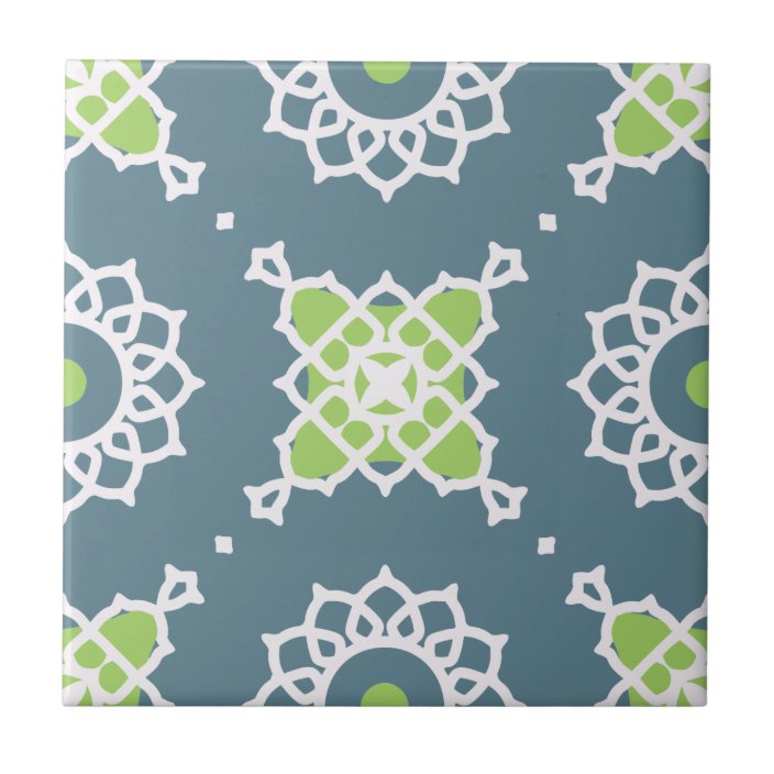 Blue Green White Lace Mosaic Geometric Pattern Ceramic Tile | Zazzle.com
