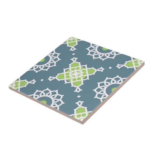 Blue Green White Lace Mosaic Geometric Pattern Ceramic Tile | Zazzle