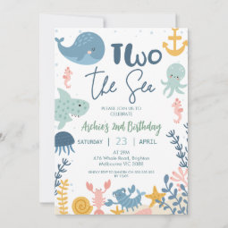Blue Green Yellow Boys Two The Sea Birthday Invitation | Zazzle