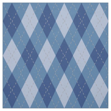 Steel Blue and White Argyle Pattern Fabric | Zazzle.com