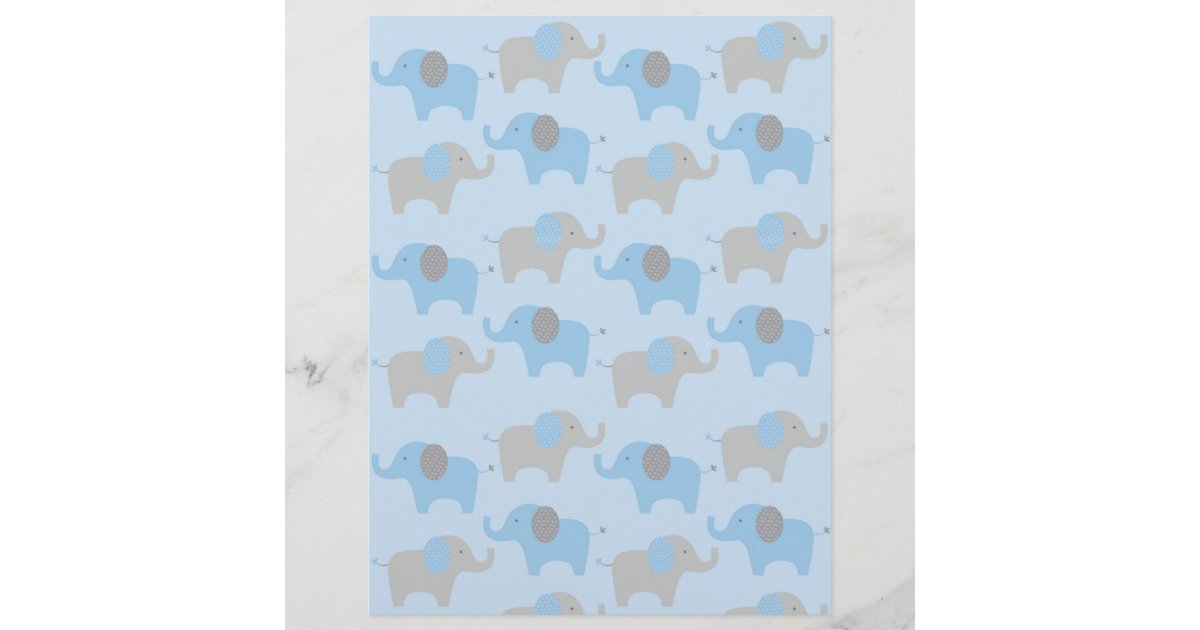 Blue Grey Elephant Baby Scrapbook Paper | Zazzle
