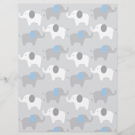 Blue Grey Elephant Baby Scrapbook Paper | Zazzle.com