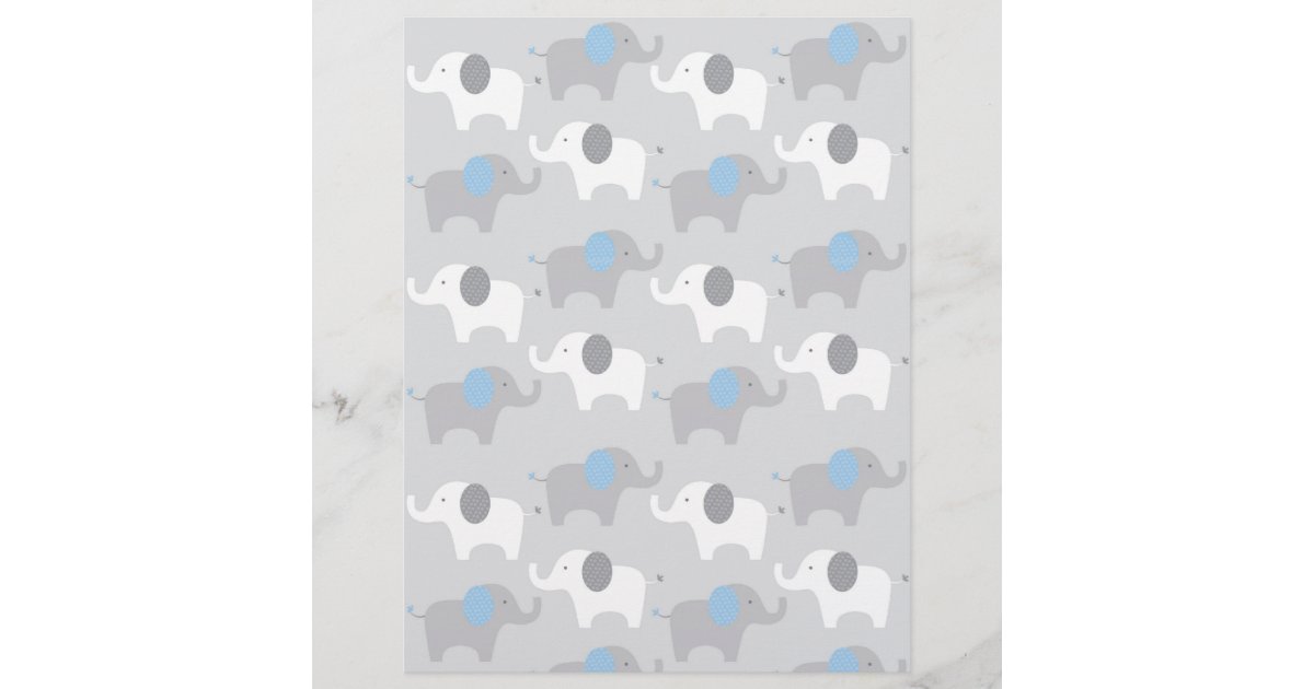 Blue Grey Elephant Baby Scrapbook Paper | Zazzle