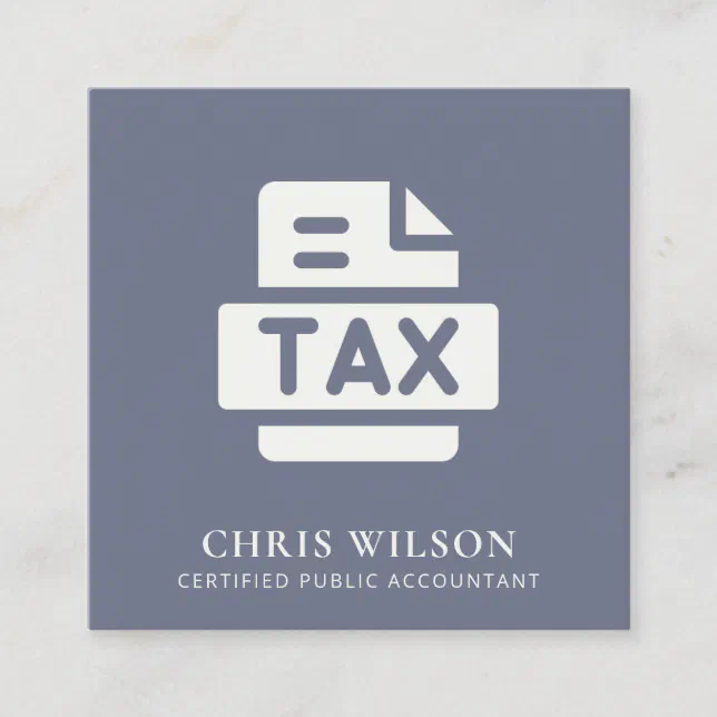 BLUE GREY MODERN TAX RETURN AGENT PREPARER ICON SQUARE BUSINESS CARD ...