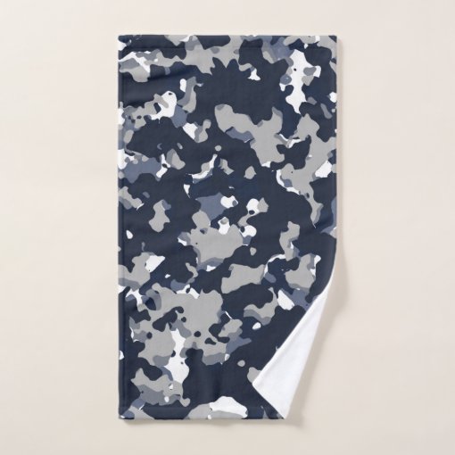 Blue Grey White Camouflage Camo Pattern Bath Towel Set | Zazzle