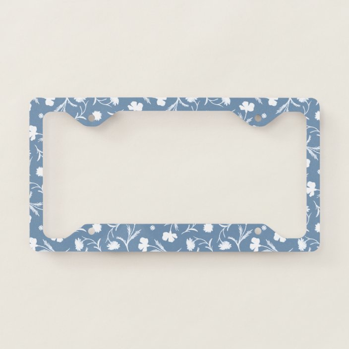 Blue Grey White Liberty Floral Pattern Elegant Pop License Plate Frame ...