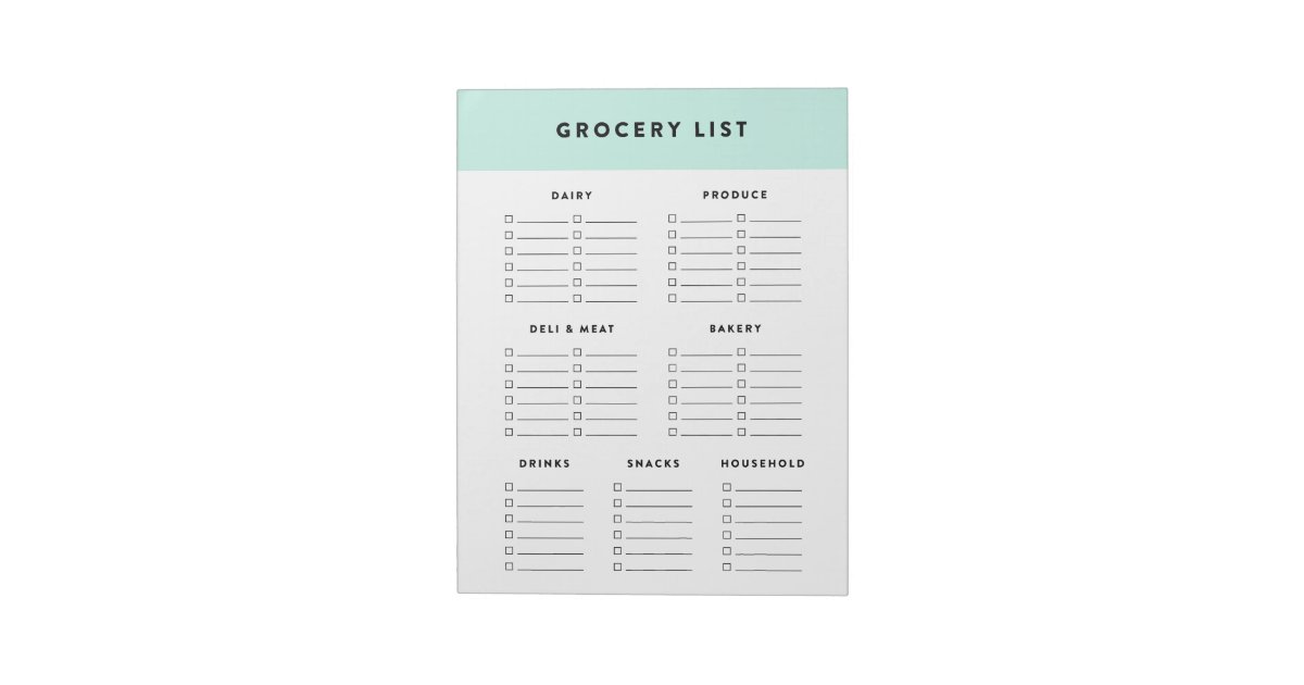 Blue Grocery List Notepad | Zazzle