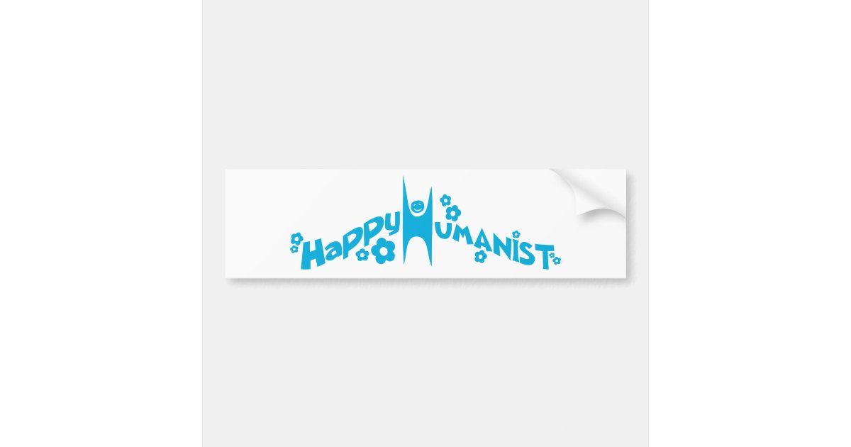 Blue Groovy Happy Humanist Bumper Sticker | Zazzle