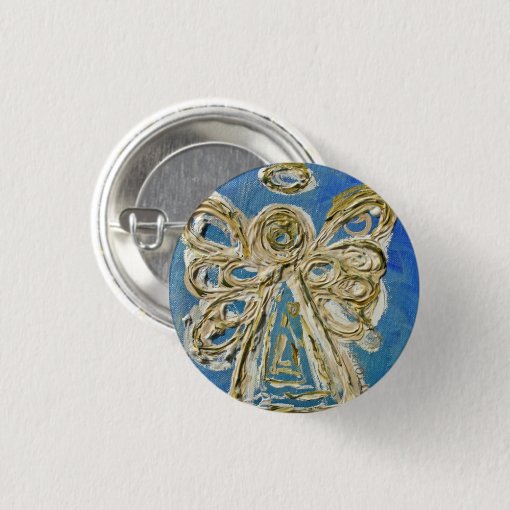 Blue Guardian Angel Buttons, Pins, or Pendants Pinback Button | Zazzle