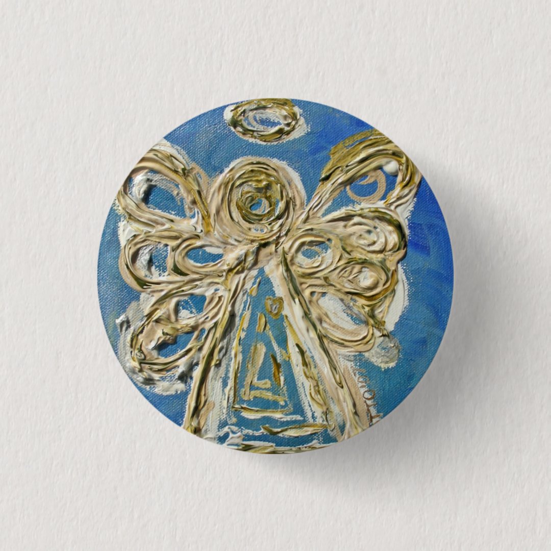 Blue Guardian Angel Buttons, Pins, or Pendants Pinback Button | Zazzle