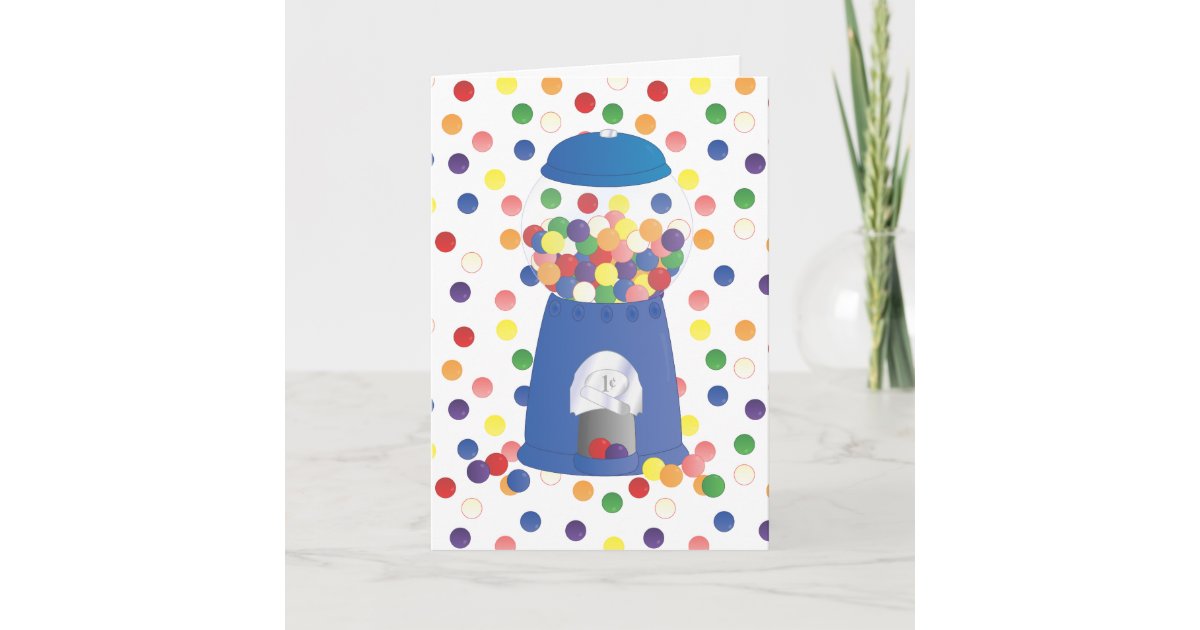 Blue Gumball Machine Card | Zazzle