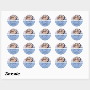 Blue Gumdrop Baby Message Classic Round Sticker | Zazzle