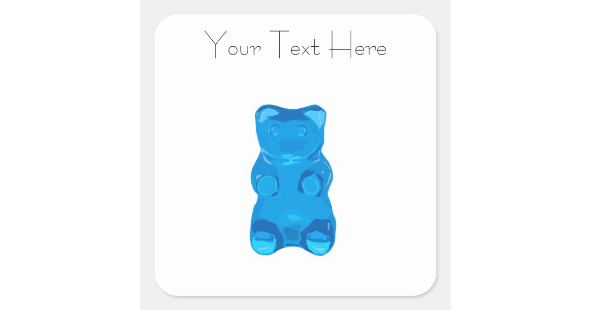 Blue Gummybear Illustration Square Sticker | Zazzle