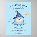 Blue Halloween A Little Boo Baby Shower Welcome Poster | Zazzle