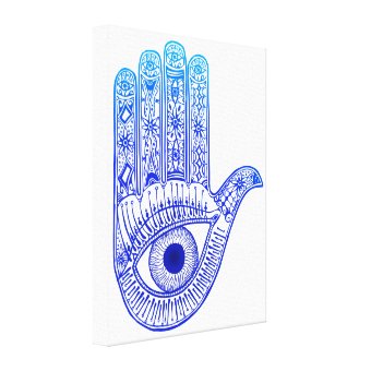 Blue Hamsa Hand / Evil Eye Defense / Hand of Mary Canvas Print | Zazzle