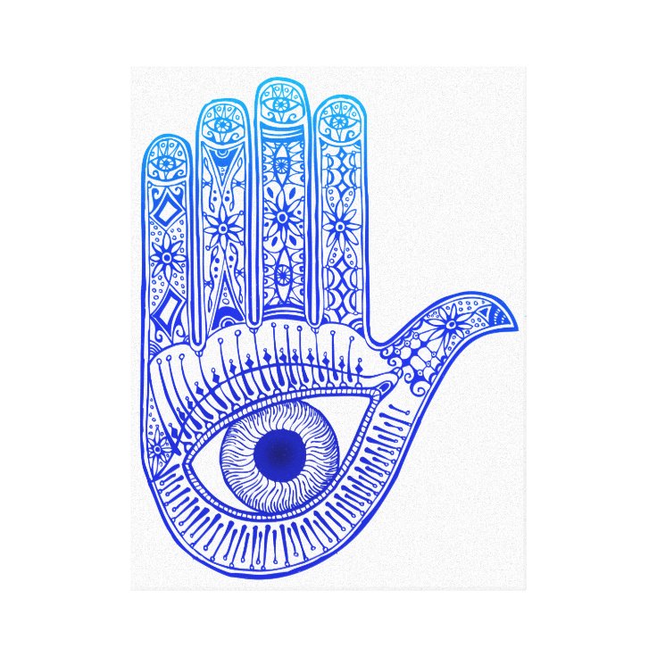 Blue Hamsa Hand / Evil Eye Defense / Hand of Mary Canvas Print | Zazzle