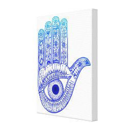 Blue Hamsa Hand / Evil Eye Defense / Hand of Mary Canvas Print | Zazzle