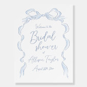 Blue Hand Drawn Bow bridal shower welcome sign | Zazzle
