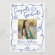 Blue Hand Drawn Doodles Graduation 5 Photo White Announcement | Zazzle