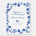 Blue Hand Drawn Flower Wedding Welcome Sign | Zazzle