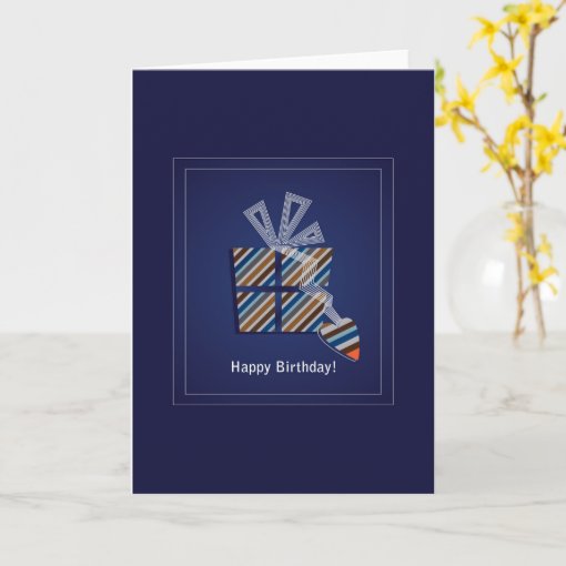 Blue happy birthday mens boys card with a gift box | Zazzle