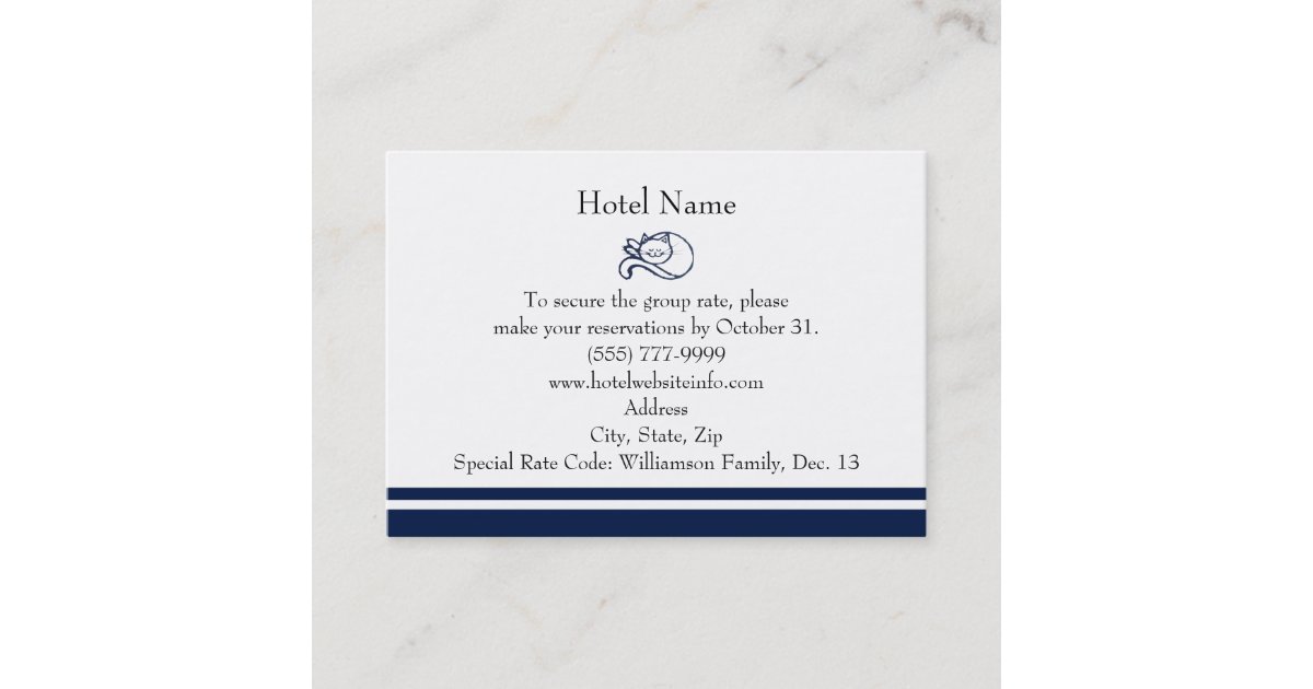Blue Happy Cat Hotel Reservations Business Card | Zazzle