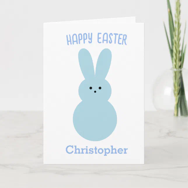 Blue Happy Easter Bunny Card | Zazzle