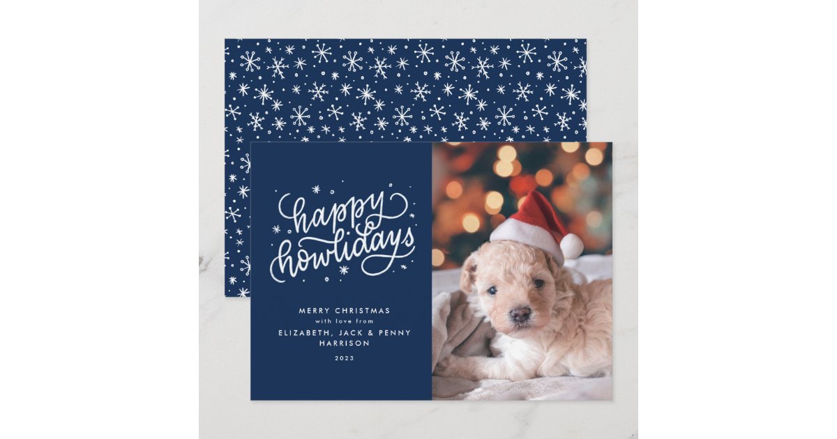 Blue Happy Howlidays Christmas Holiday Card | Zazzle