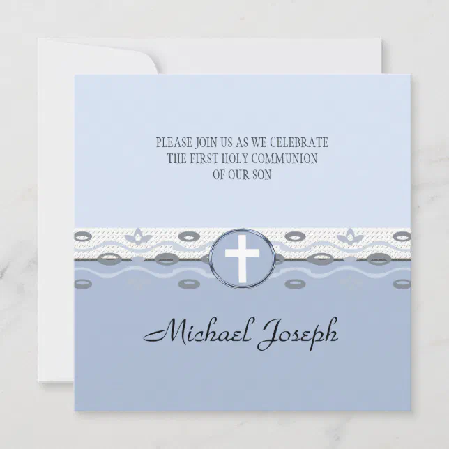 Blue Harmony First Communion Invitation | Zazzle