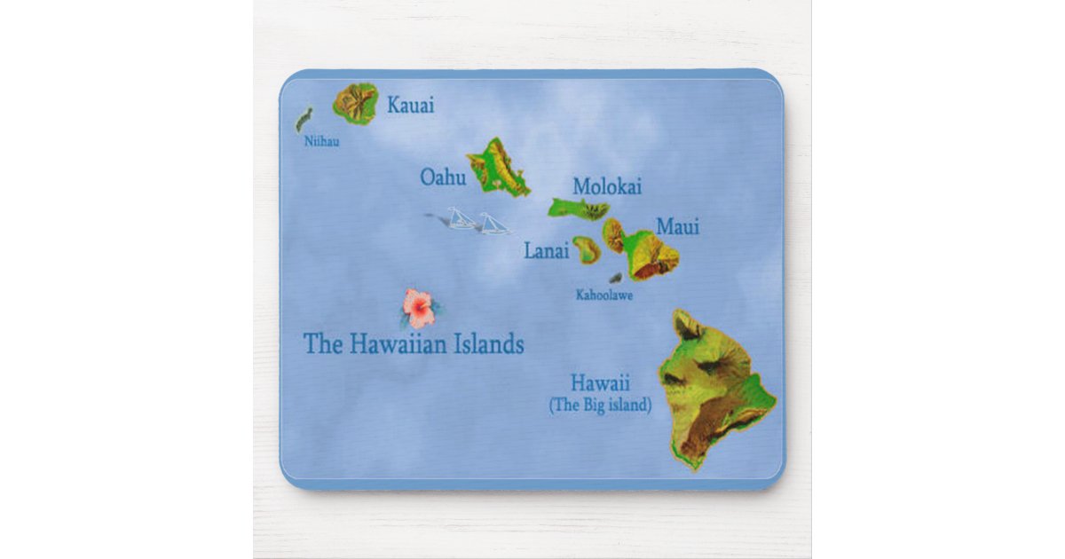 Blue Hawaiian island map mousepad | Zazzle